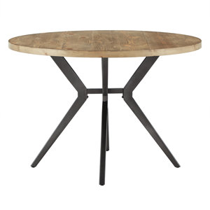 Mercury Row® Etna Round Solid Wood Top Metal Base Dining Table & Reviews | Wayfair